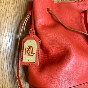 Lauren Ralph Lauren | Bags | New Ralph Lauren Red Leather Bucket Bag ...